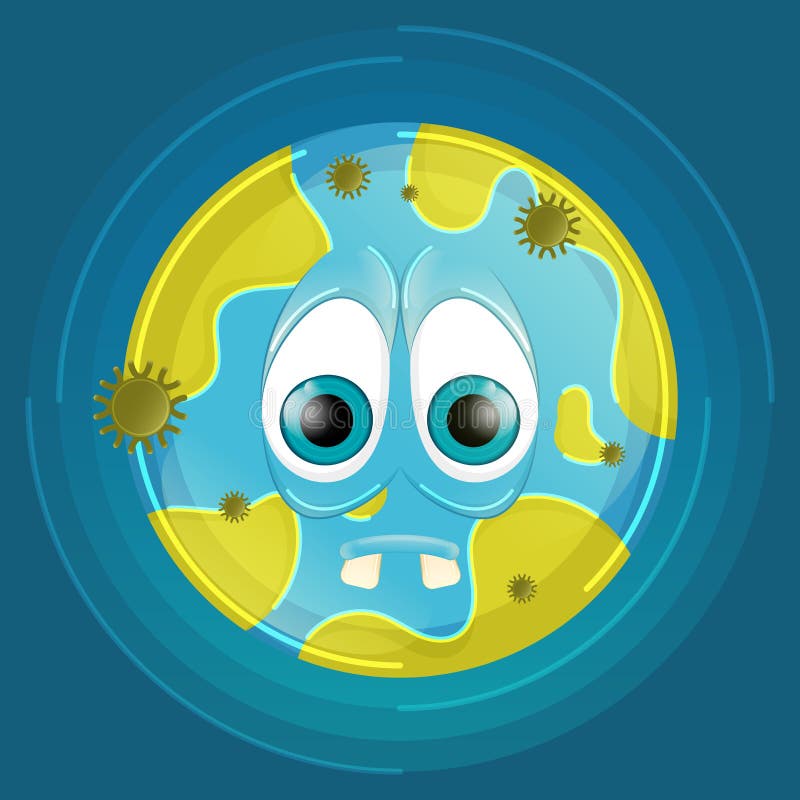 Cartoon Of A Sad Earth Planet Stock Vector - Illustration of ...