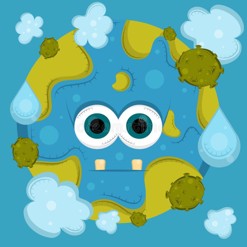 Cartoon of a Sad Earth Planet Stock Vector - Illustration of concept ...