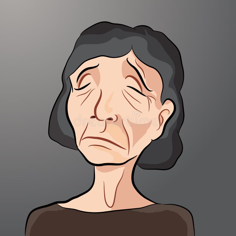 Cartoon of Sad Elderly Female Stock Vector - Illustration of feeling ...