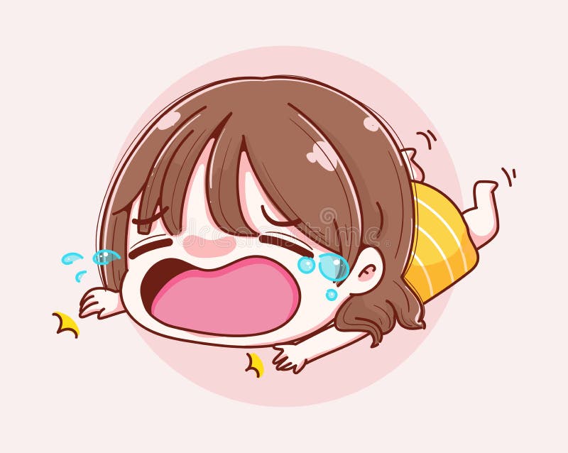 Cartoon Sad Girl Crying and Vector Character Design Stock Vector ...