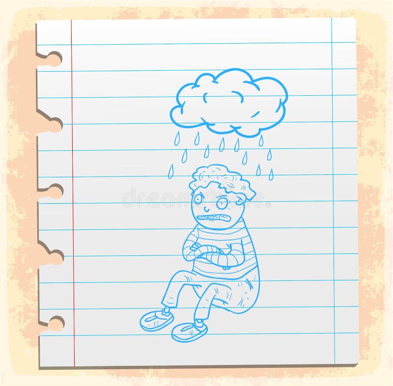 Cartoon Sad Illustration on Paper Note, Vector Illustration Stock ...