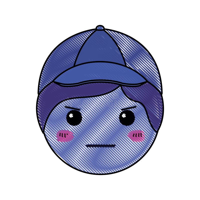 Cartoon Sad Man Head Kawaii Character Stock Vector - Illustration of ...