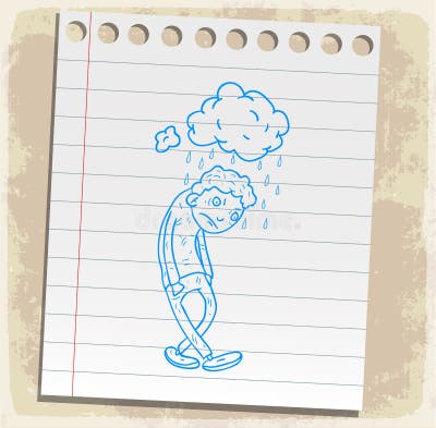 Cartoon Sad on Paper Note, Vector Illustration Stock Vector ...