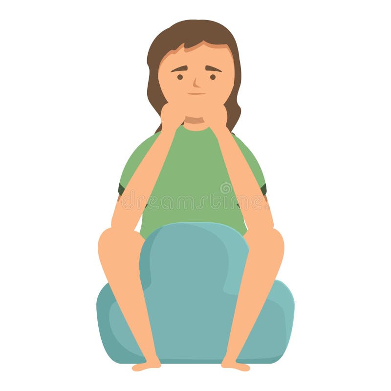 Cartoon Sad Person Sitting and Thinking Stock Vector - Illustration of ...