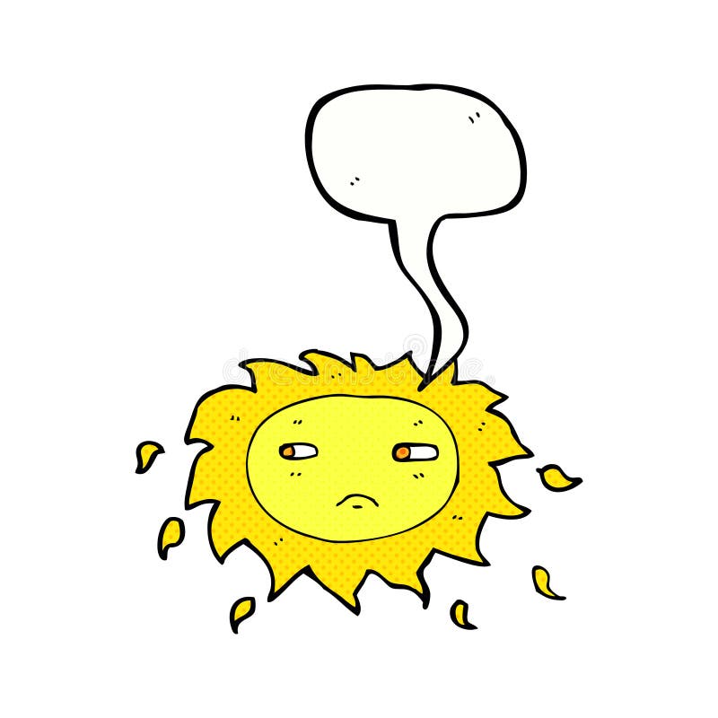 Cartoon Sad Sun with Speech Bubble Stock Illustration - Illustration of ...