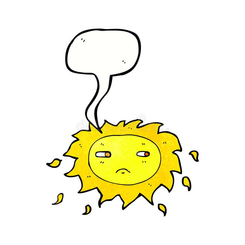 Cartoon Sad Sun with Speech Bubble Stock Illustration - Illustration of ...