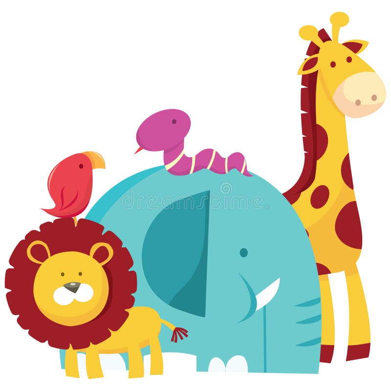 Cartoon Safari Animals stock vector. Illustration of giraffe - 133681486