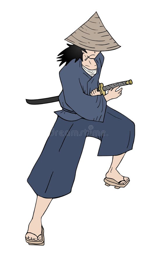 Cartoon Samurai Ninja in Black Mask Stock Vector - Illustration of ...