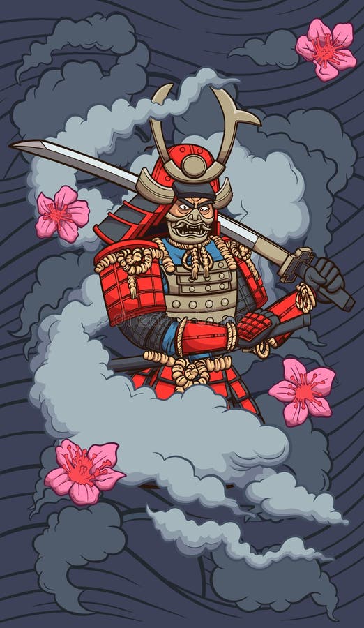 Cartoon Samurai. Vector Clip Art Illustration with Simple Gradients ...