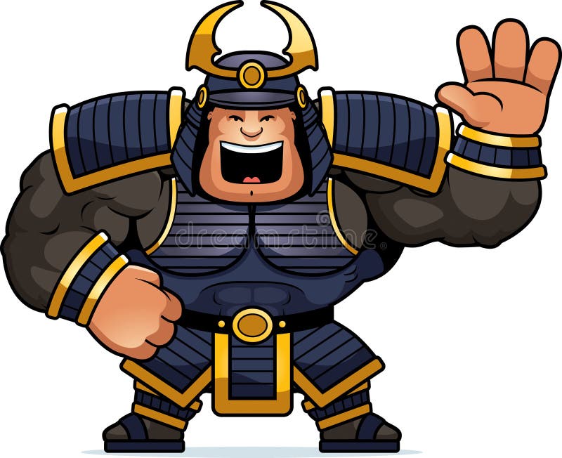 Cartoon Samurai Waving stock vector. Illustration of large - 116223881