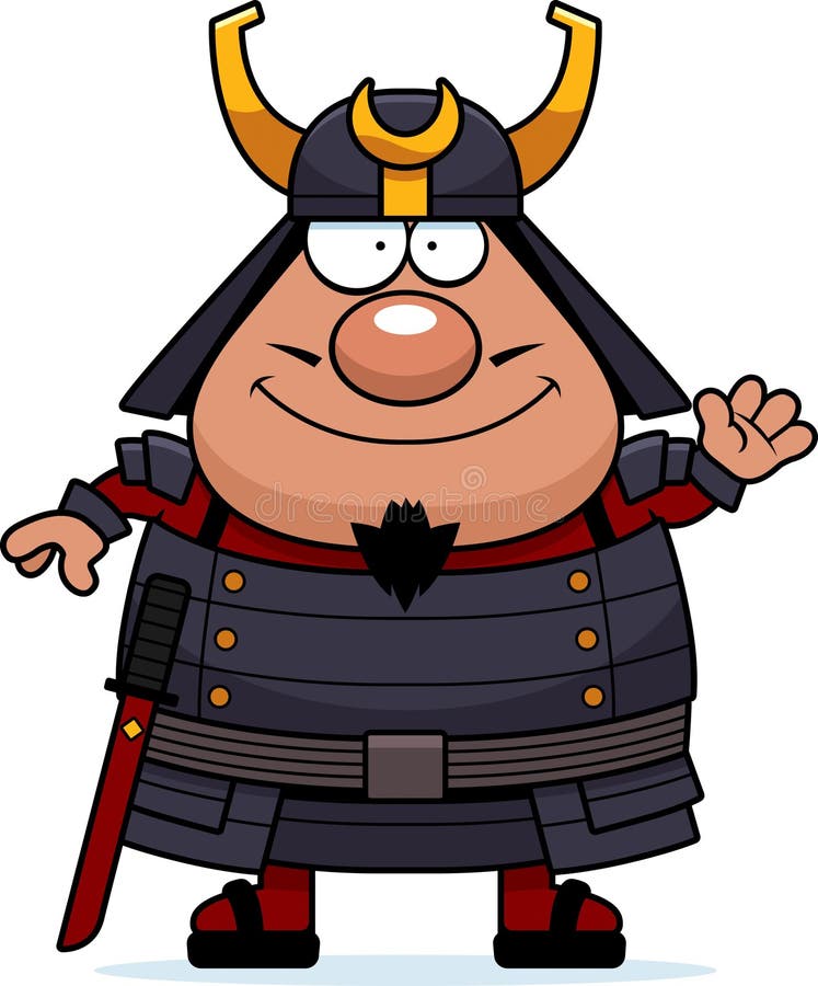 Cartoon Samurai Waving stock vector. Illustration of smiling - 51208186