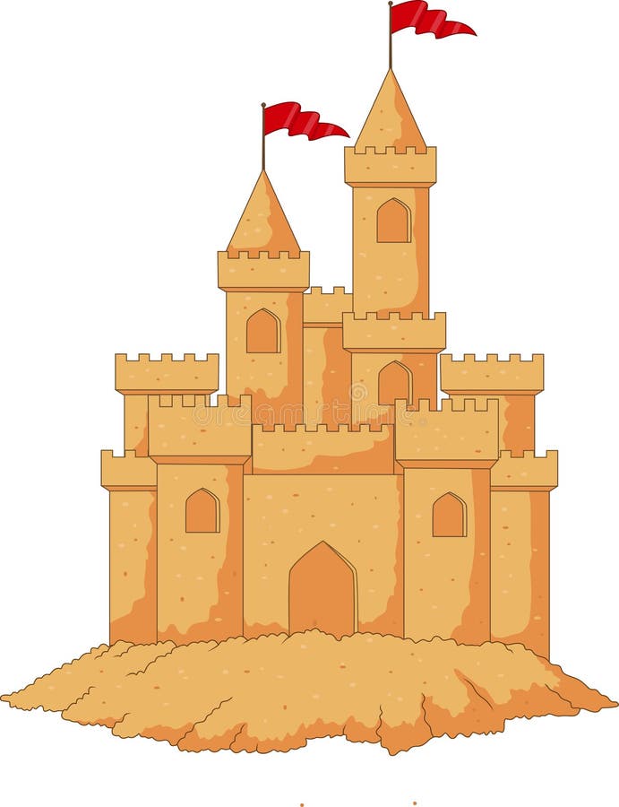 Cartoon Sandcastle Isolated on White Background Stock Vector ...