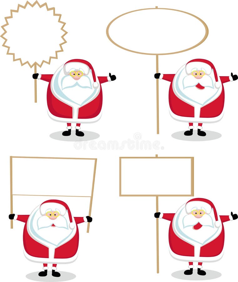 Cartoon Santa with Blank Sign Stock Vector - Illustration of holding ...