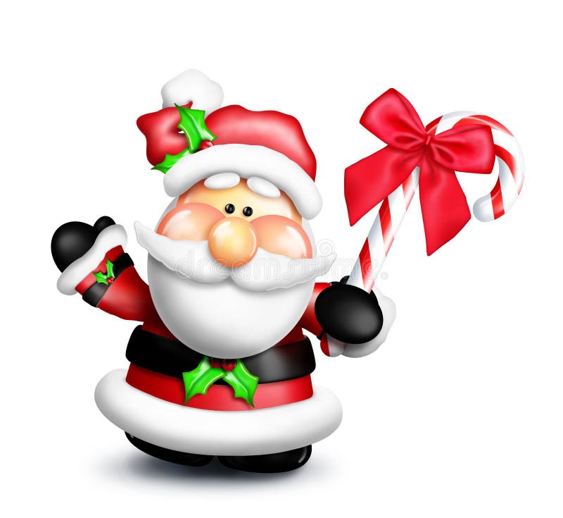 Cartoon Santa with Candy Cane Stock Illustration - Illustration of ...
