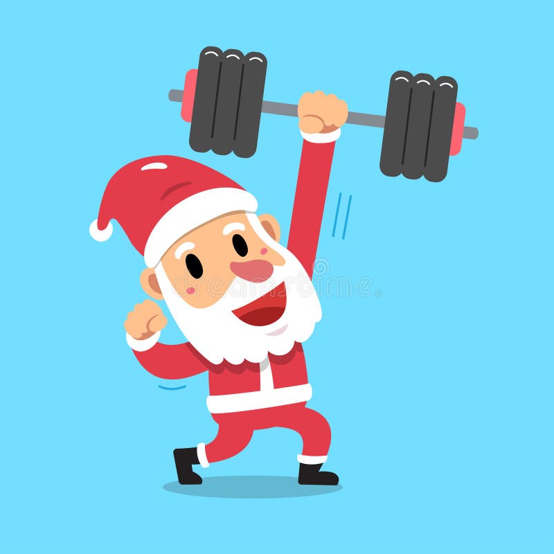 Cartoon Santa Claus Doing Dumbbell Calf Jump Exercise Step Training ...