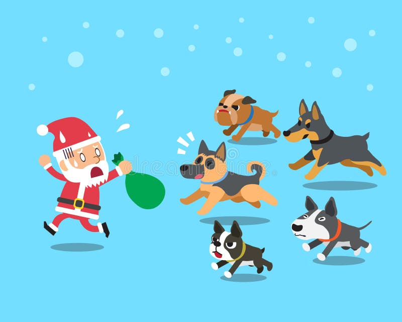 Cartoon Santa Claus with Dogs Stock Vector - Illustration of design ...