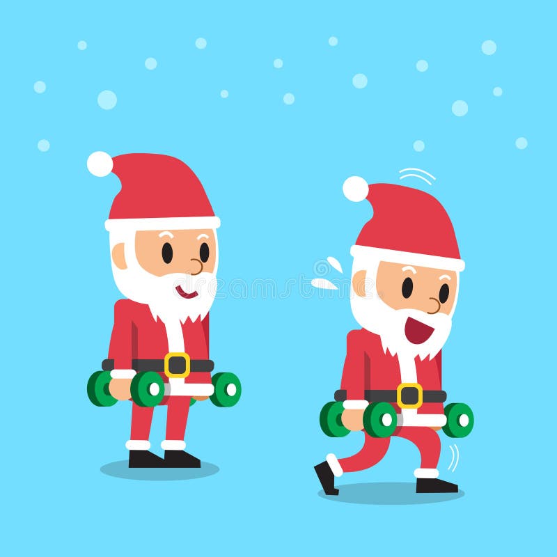 Cartoon Santa Claus Doing Dumbbell Lunge Exercise Step Training Stock ...