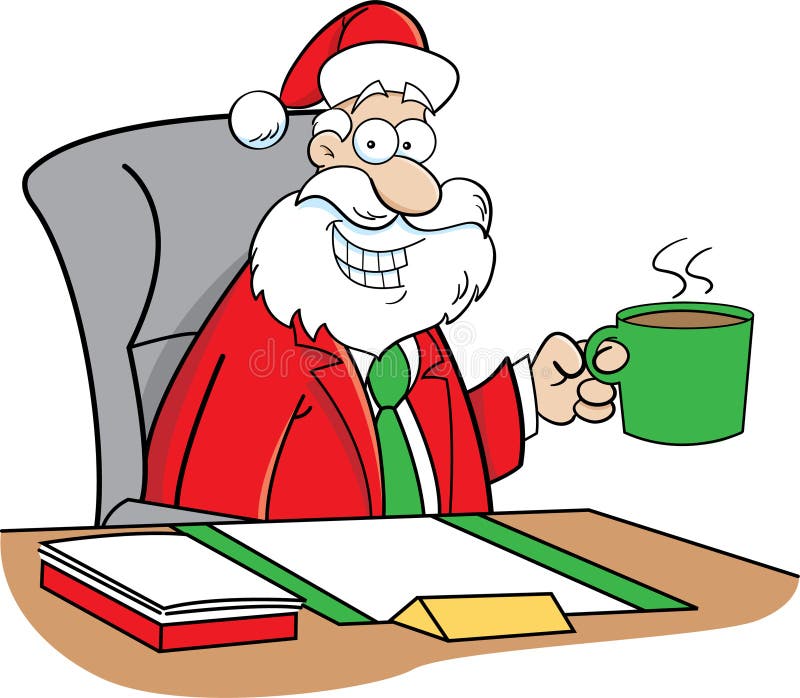 Cartoon Santa Claus Drinking Coffee Stock Vector - Illustration of ...