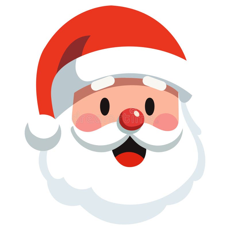 Cartoon Santa Claus Head or Face in Flat Style. Vector Illustration ...