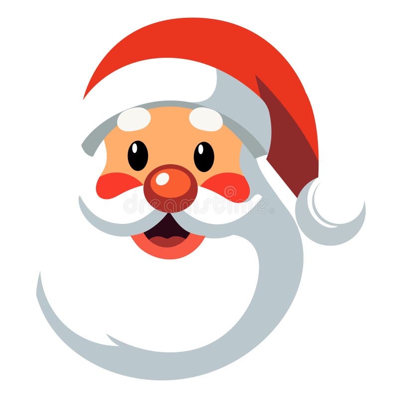 Cartoon Santa Claus Head or Face in Flat Style. Vector Illustration ...