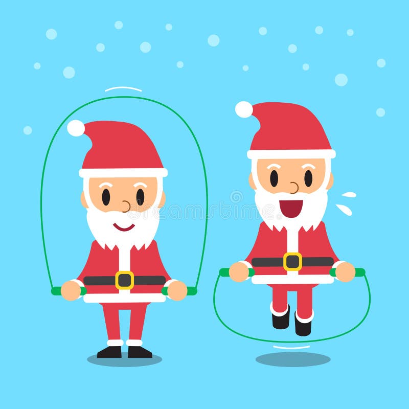 Cartoon Santa Claus Jumping Rope Stock Vector - Illustration of graphic ...