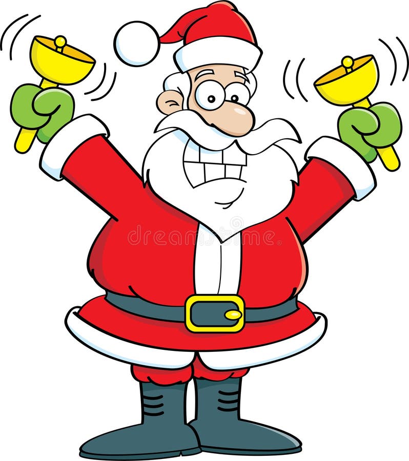 Cartoon Santa Claus Ringing Bells. Stock Vector - Illustration of ...