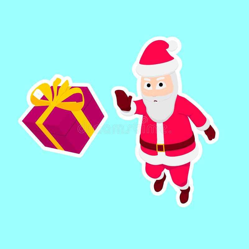 Cartoon Santa Claus is Throwing a Gift. Stock Vector - Illustration of ...