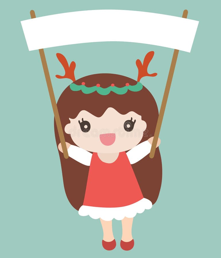 Cartoon Santa Girl with an Empty Space for Your Text Stock Vector ...
