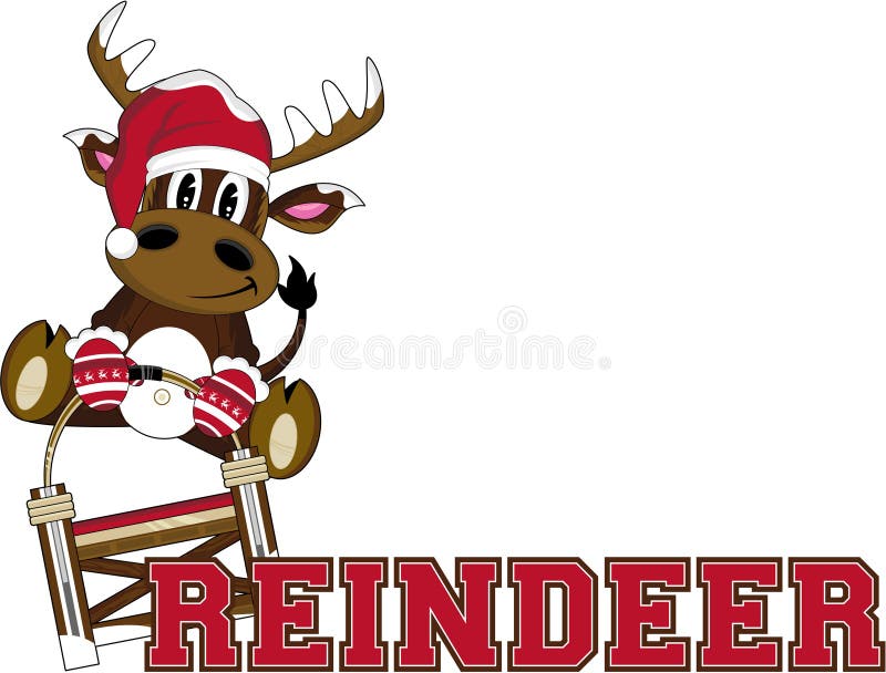 Cartoon Santa Hat Reindeer stock vector. Illustration of snowflake ...