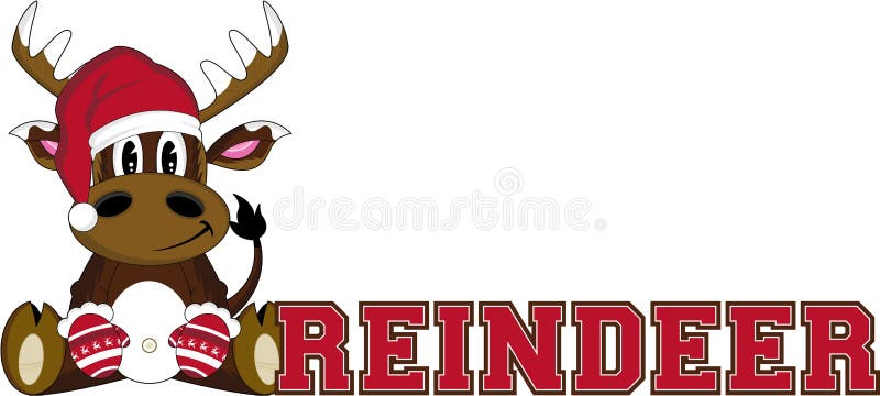 Cartoon Santa Hat Reindeer stock vector. Illustration of yuletide ...