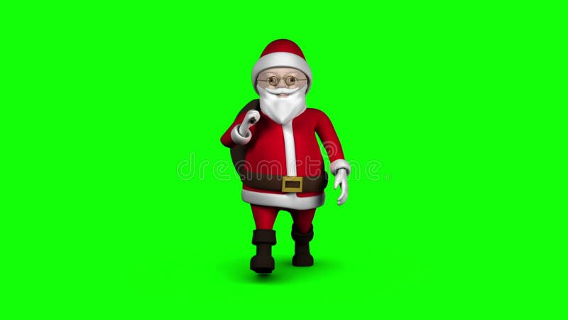 Cartoon Santa Walking on Green Background Stock Video - Video of joyful ...