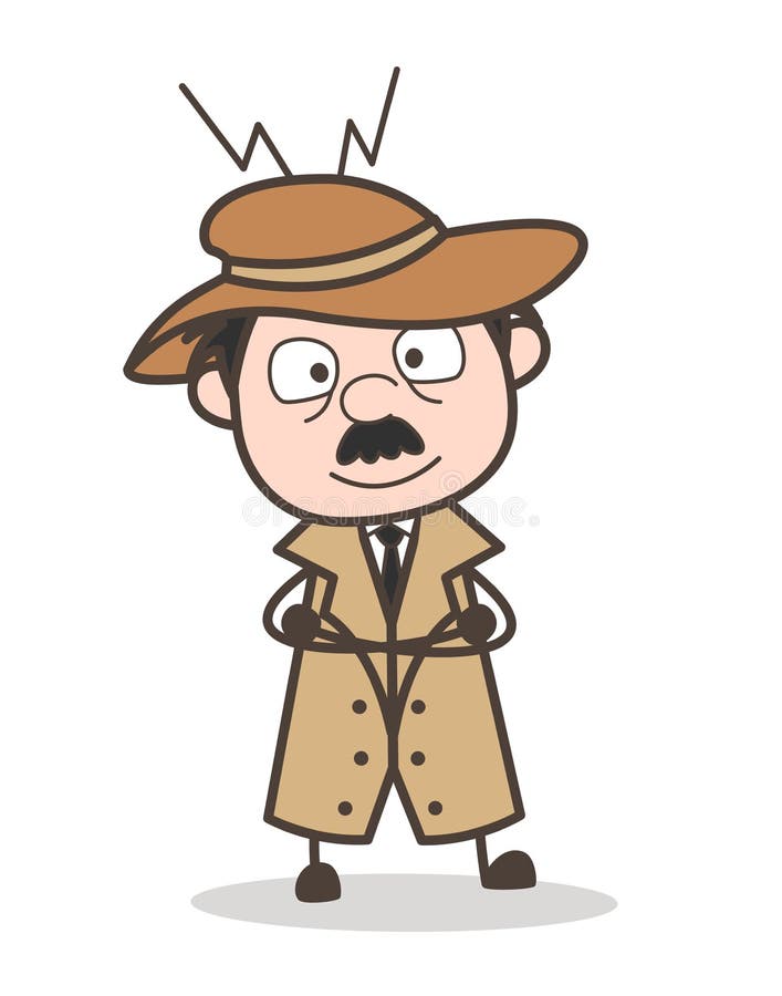 Detective Face Peeping Into The Magnifying Glass Surprise Stock Vector ...