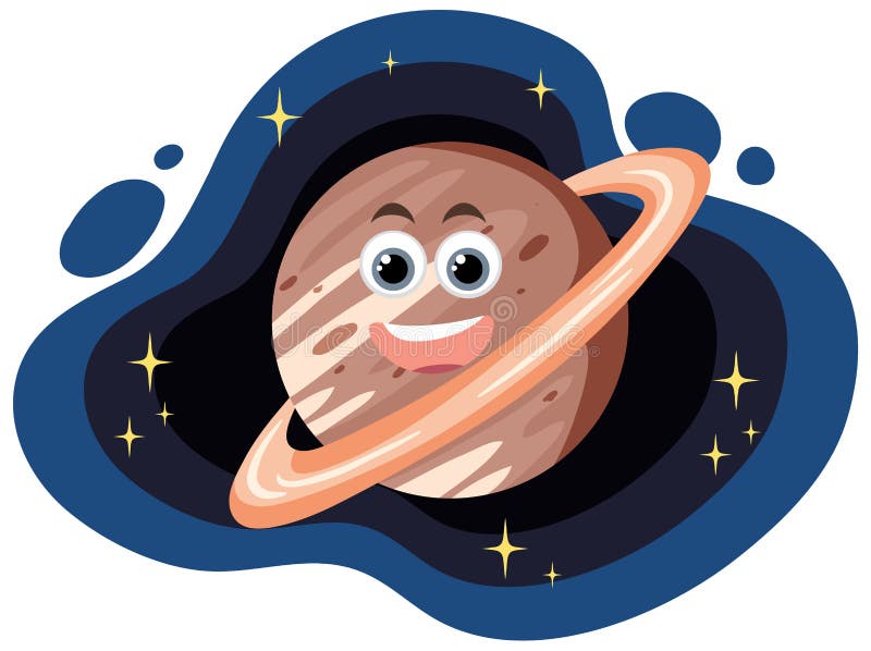 Cartoon Saturn Planet with Facial Expression Stock Vector ...