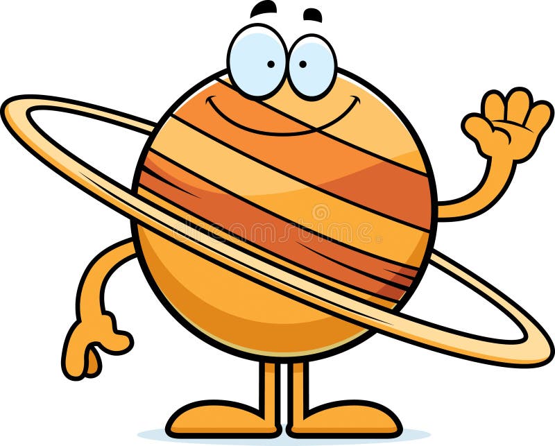 Cartoon Saturn Waving stock vector. Illustration of graphic - 47066244