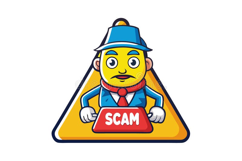 Cartoon Scam Warning Icon Featuring a Suspicious Character in a ...