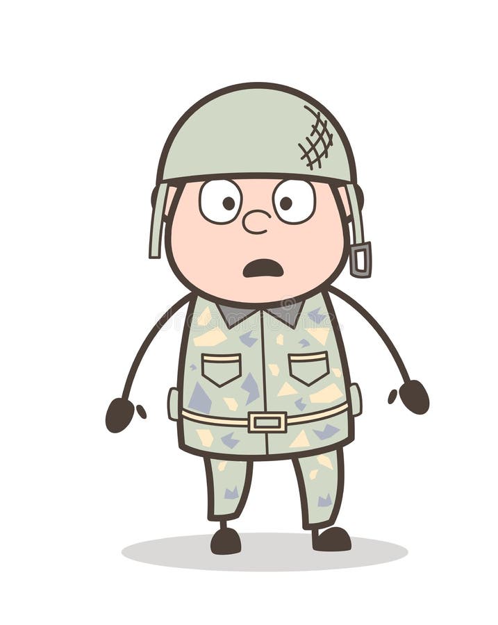Cartoon Scared Soldier stock vector. Illustration of scared - 116223577