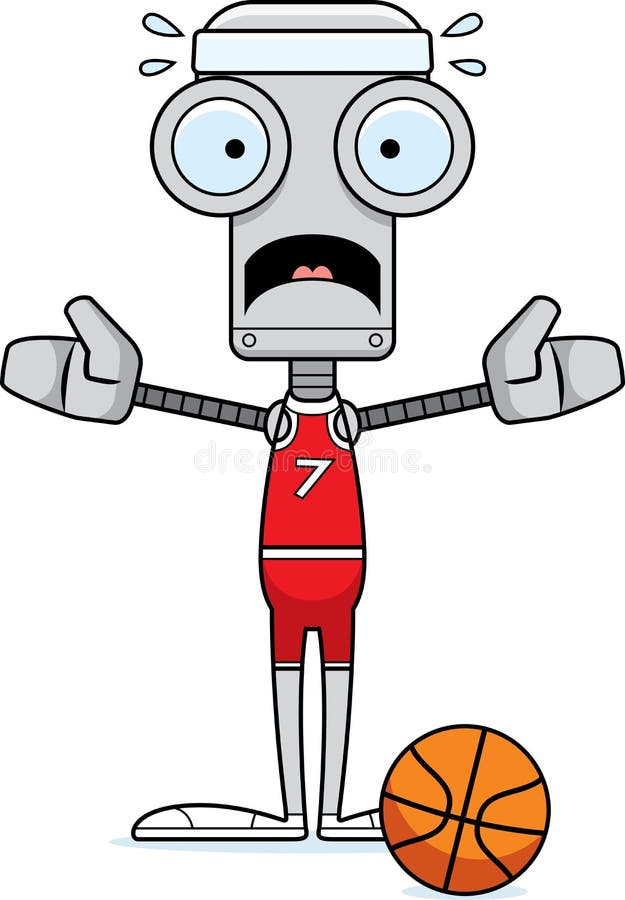 Cartoon Scared Basketball Player Robot Stock Vector - Illustration of ...