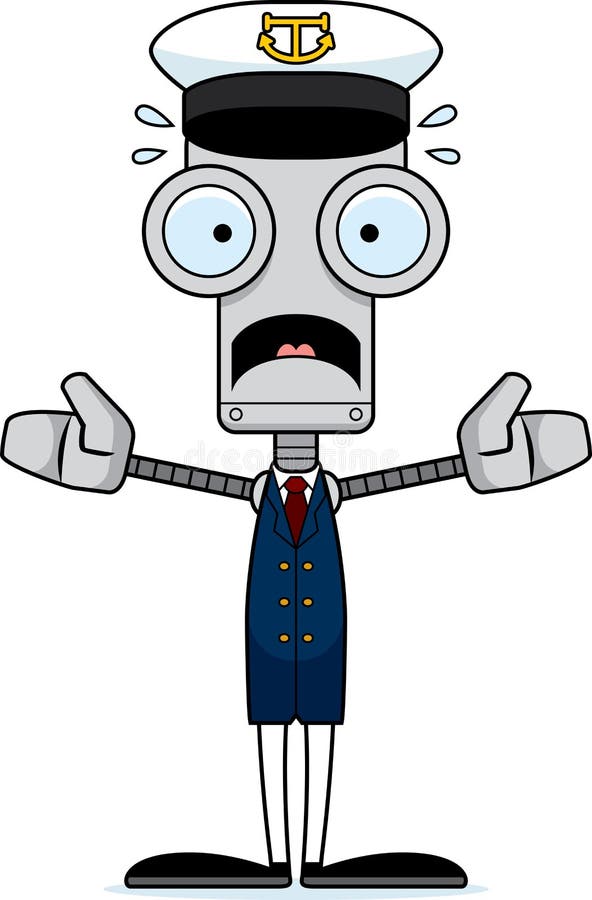 Cartoon Scared Boat Captain Robot Stock Vector - Illustration of robot ...