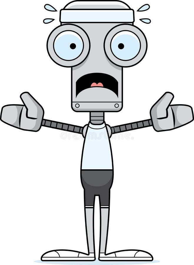 Cartoon Scared Fitness Robot Stock Vector - Illustration of sweatband ...