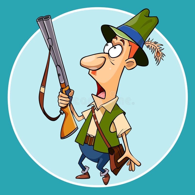 Cartoon Hunter with a Gun and No Pants Running Scared Stock Vector ...