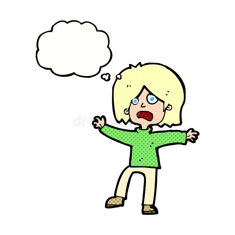 Cartoon Scared Person with Thought Bubble Stock Illustration ...