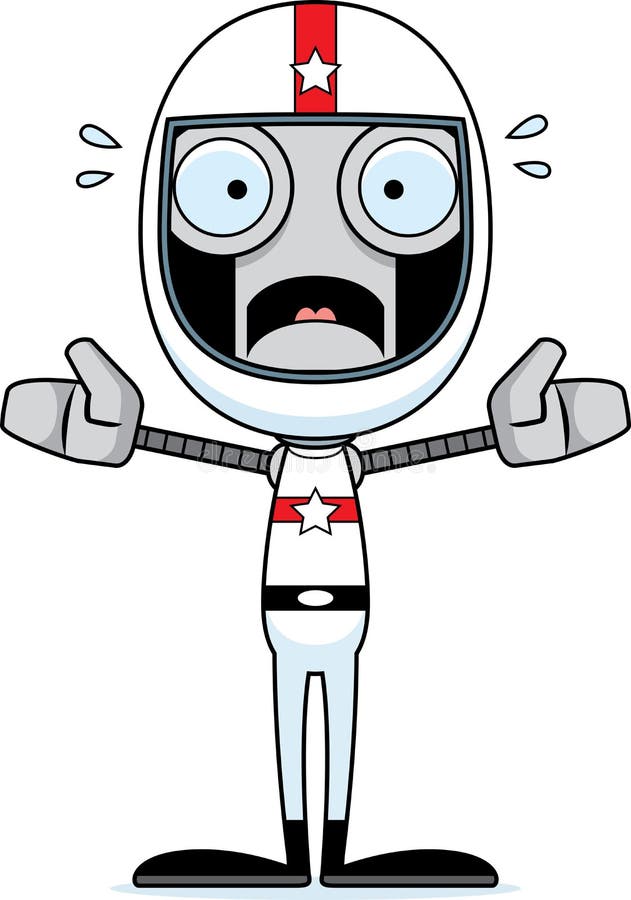Cartoon Scared Race Car Driver Robot Stock Vector - Illustration of ...