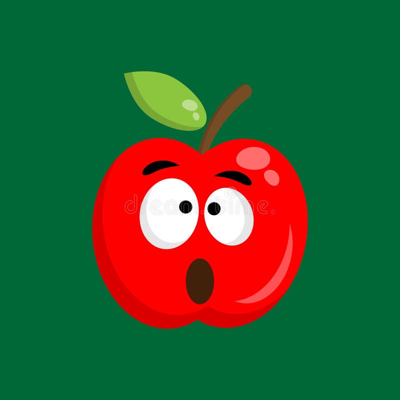 Cartoon Scared Red Apple Character Stock Vector - Illustration of fear ...