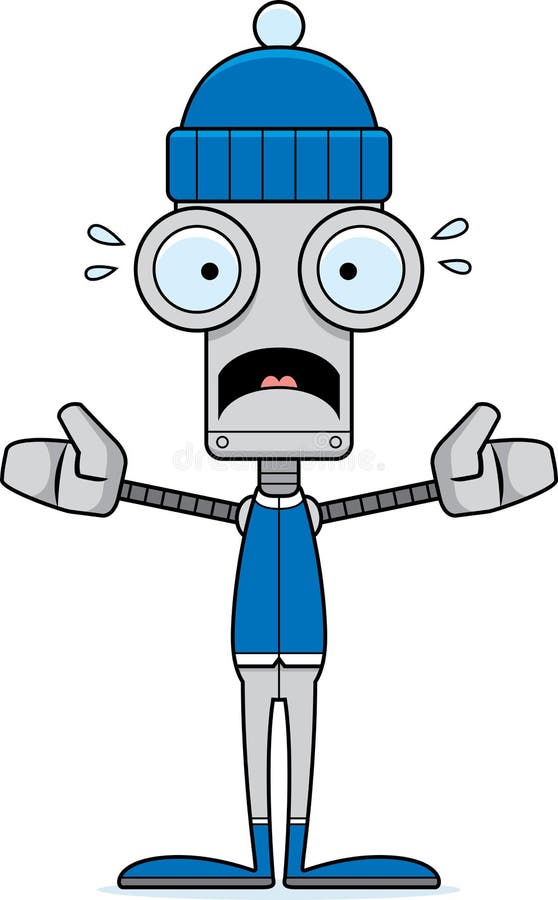 Cartoon Scared Winter Robot Stock Vector - Illustration of technology ...