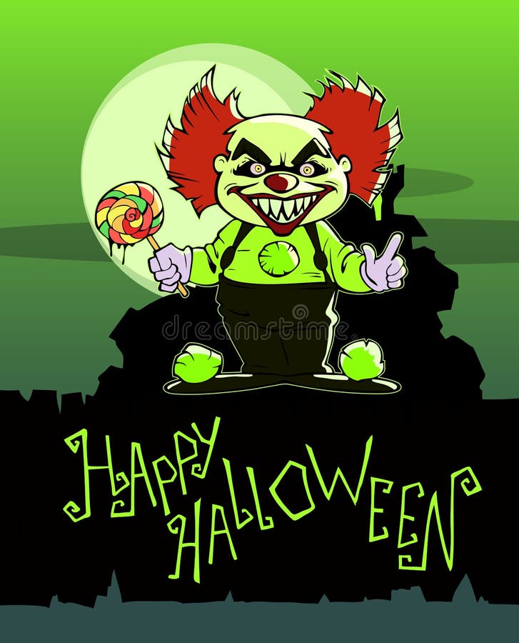 Cartoon scary evil clown stock vector. Illustration of monster - 46460835