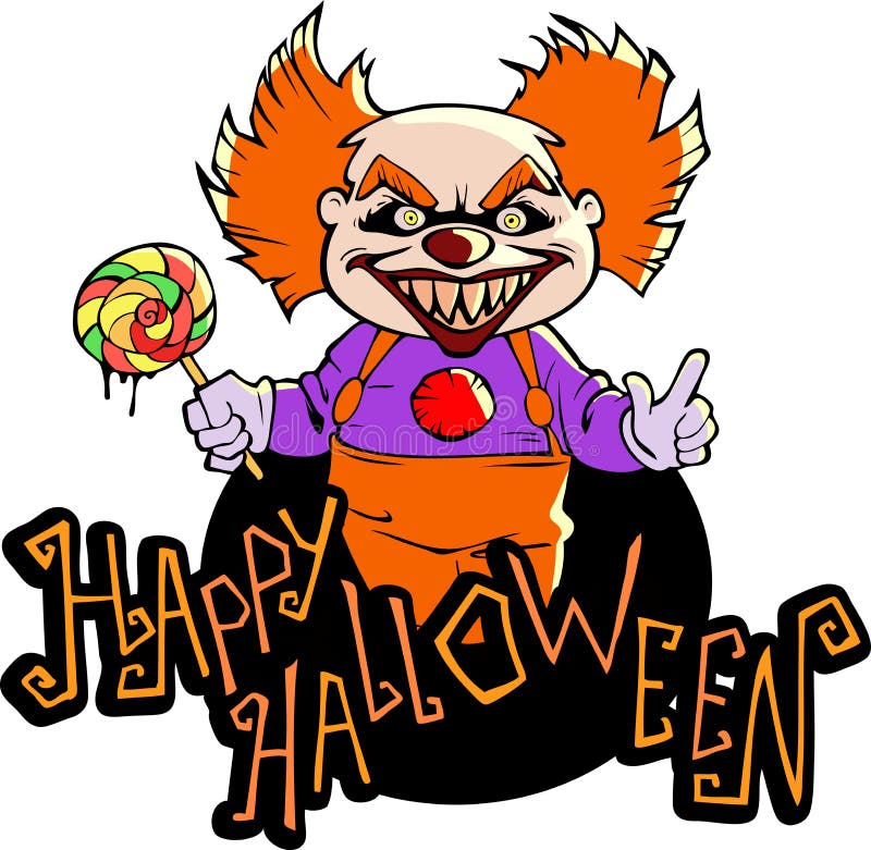 Cartoon scary evil clown stock vector. Image of goth - 46460896