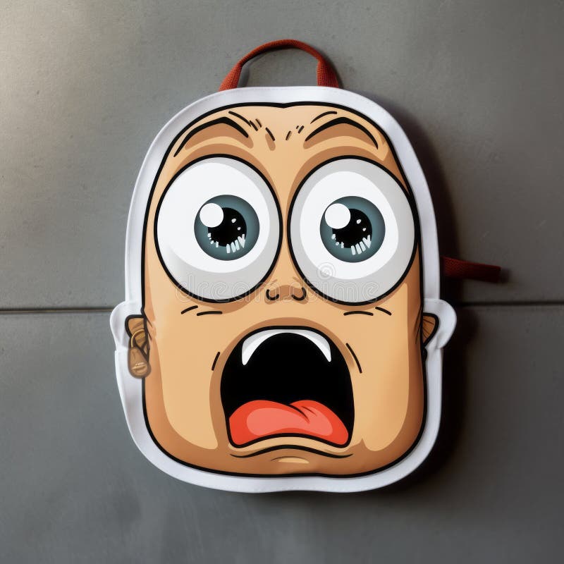 Cartoon Scary Face Backpack - Unique Design for Fashionable Kids Stock ...