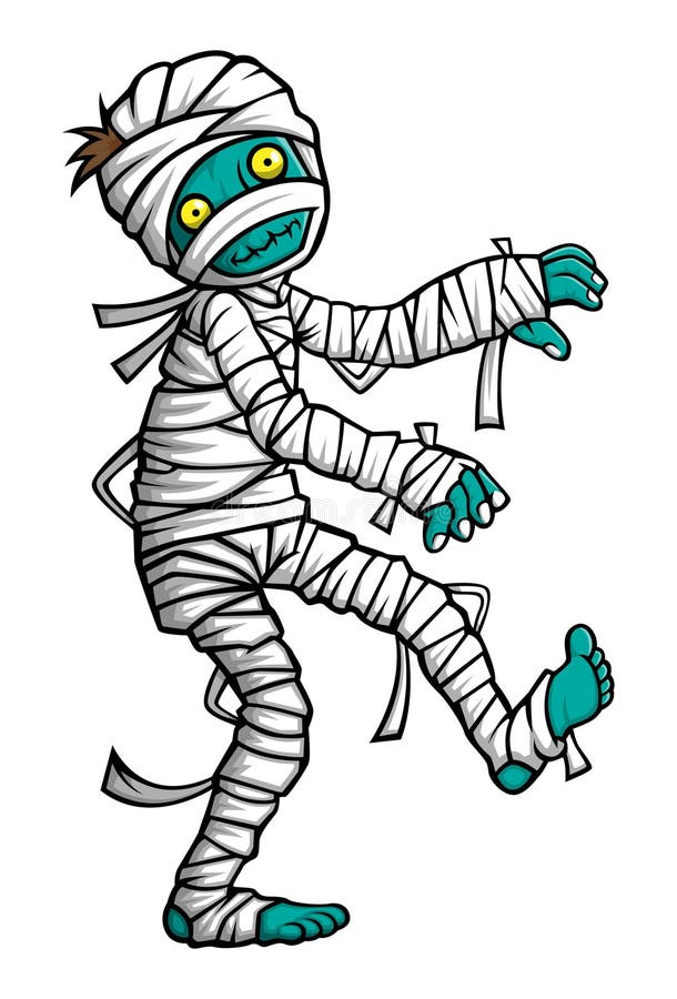 Cartoon Scary Halloween Mummy Walking Stock Vector - Illustration of ...
