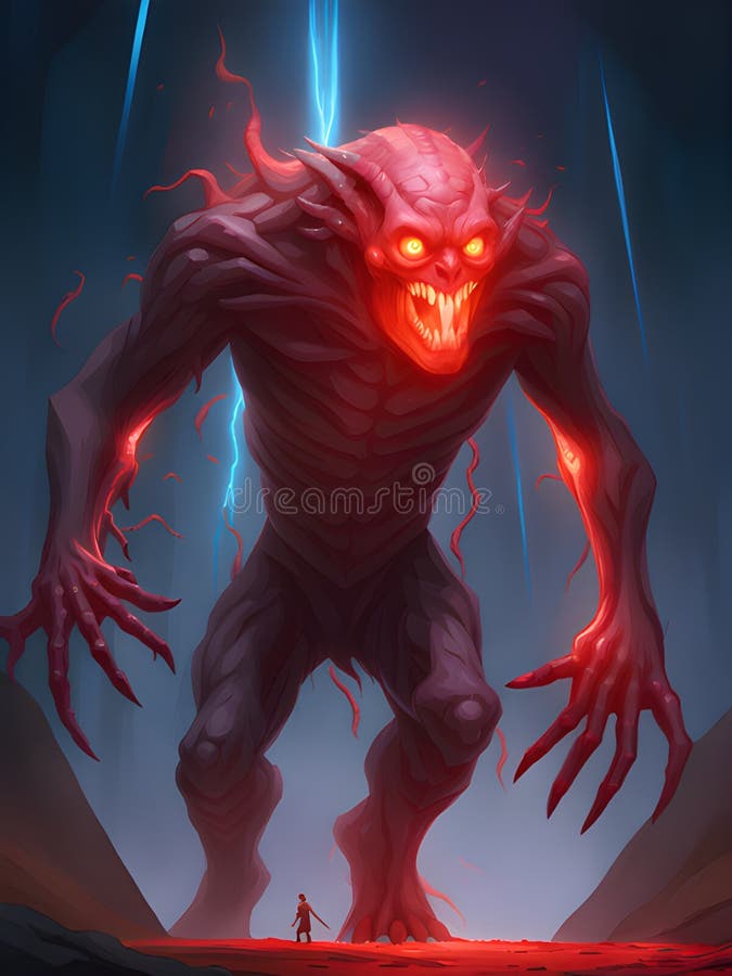 Cartoon Scary Monster in the Dark, Ai Generated Stock Illustration ...