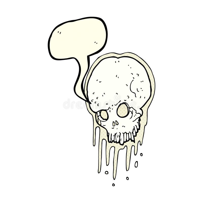 Cartoon Scary Skull with Speech Bubble Stock Illustration ...